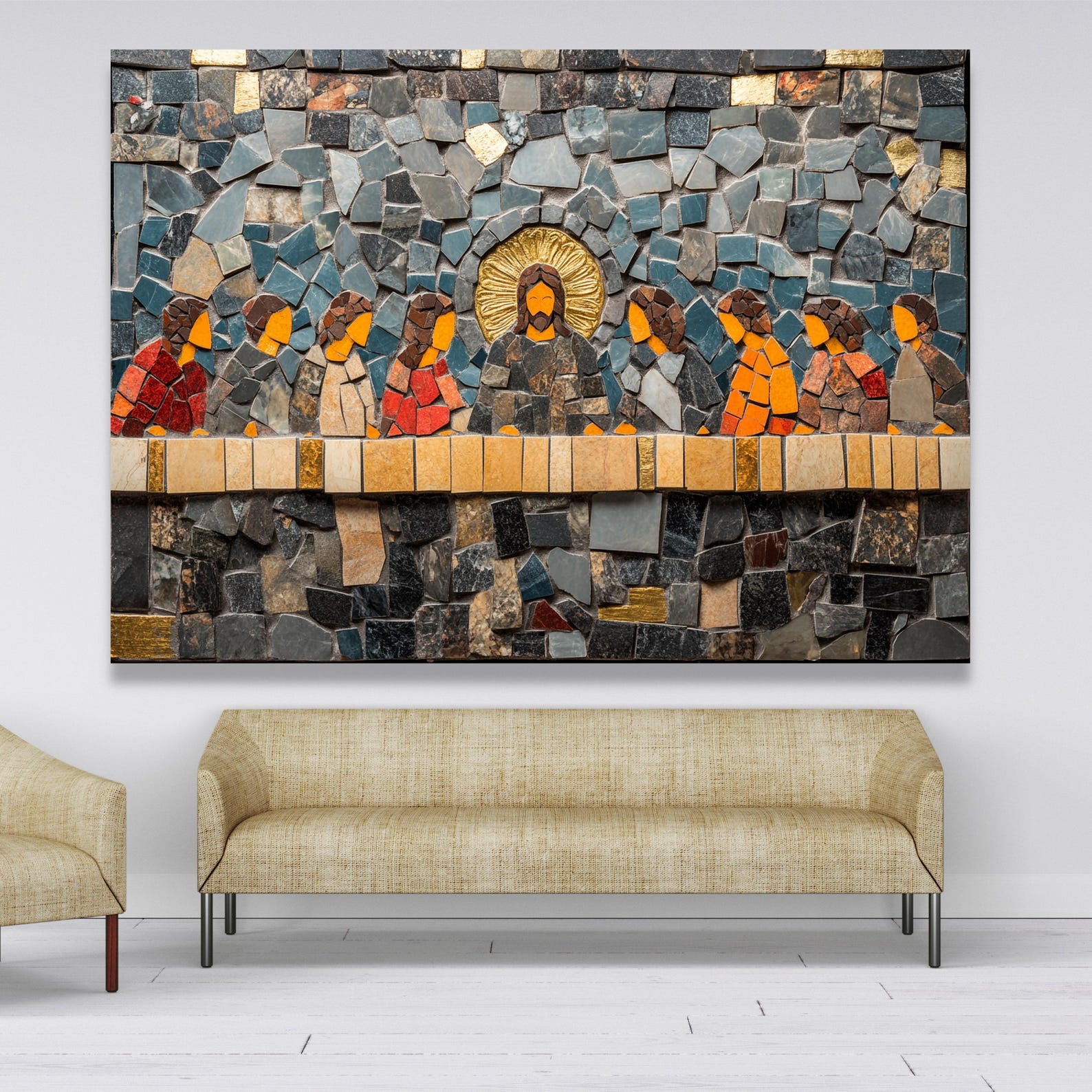 The Last Supper Mosaic Canvas Wall Art, Religious Christian Decor ...