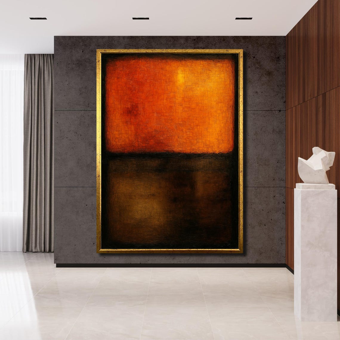 Mark Rothko Orange and Brown Canvas Painting, Bold Abstract Color Field ...