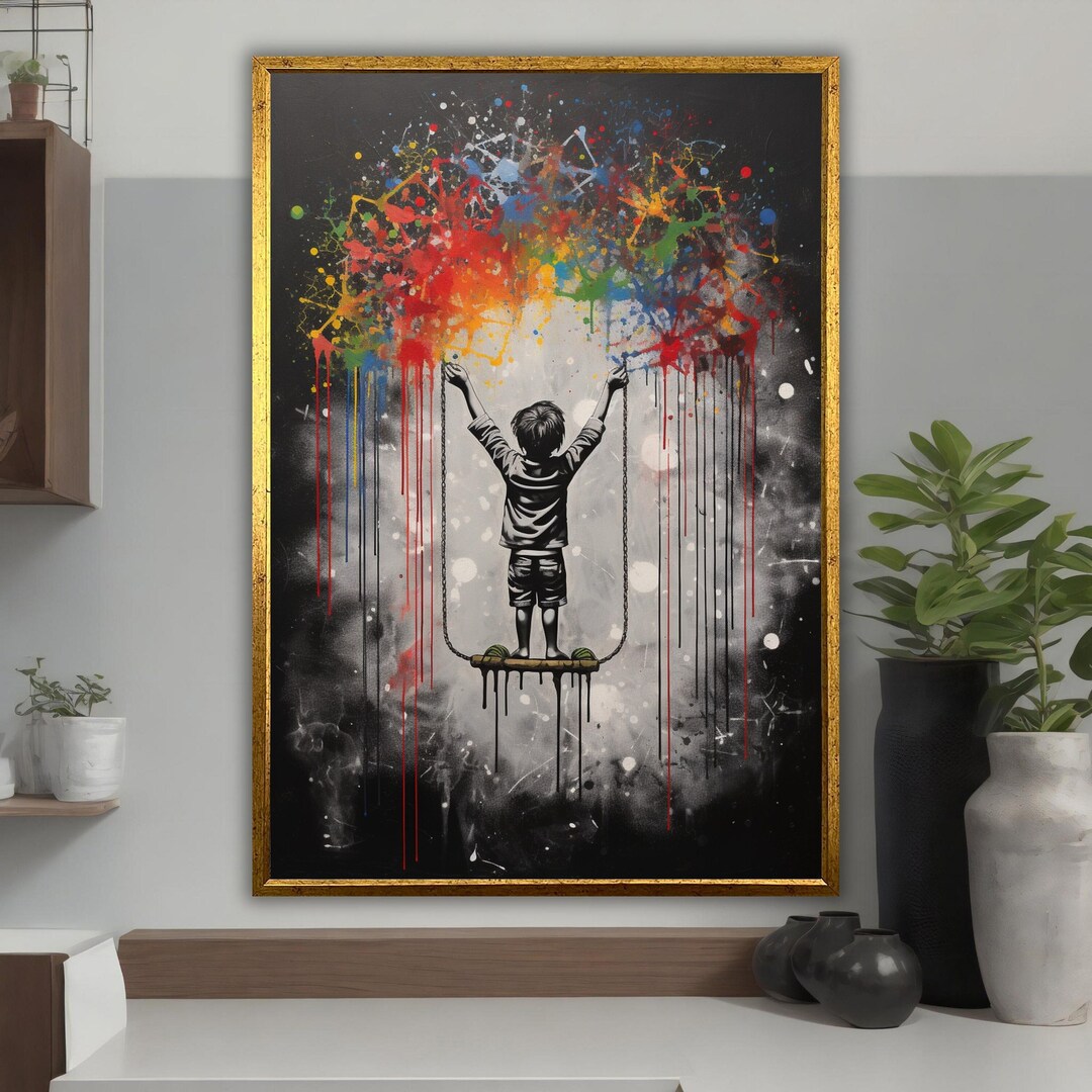 Banksy Child Wall Art Swing Boy Art Print Banksy Poster - Etsy
