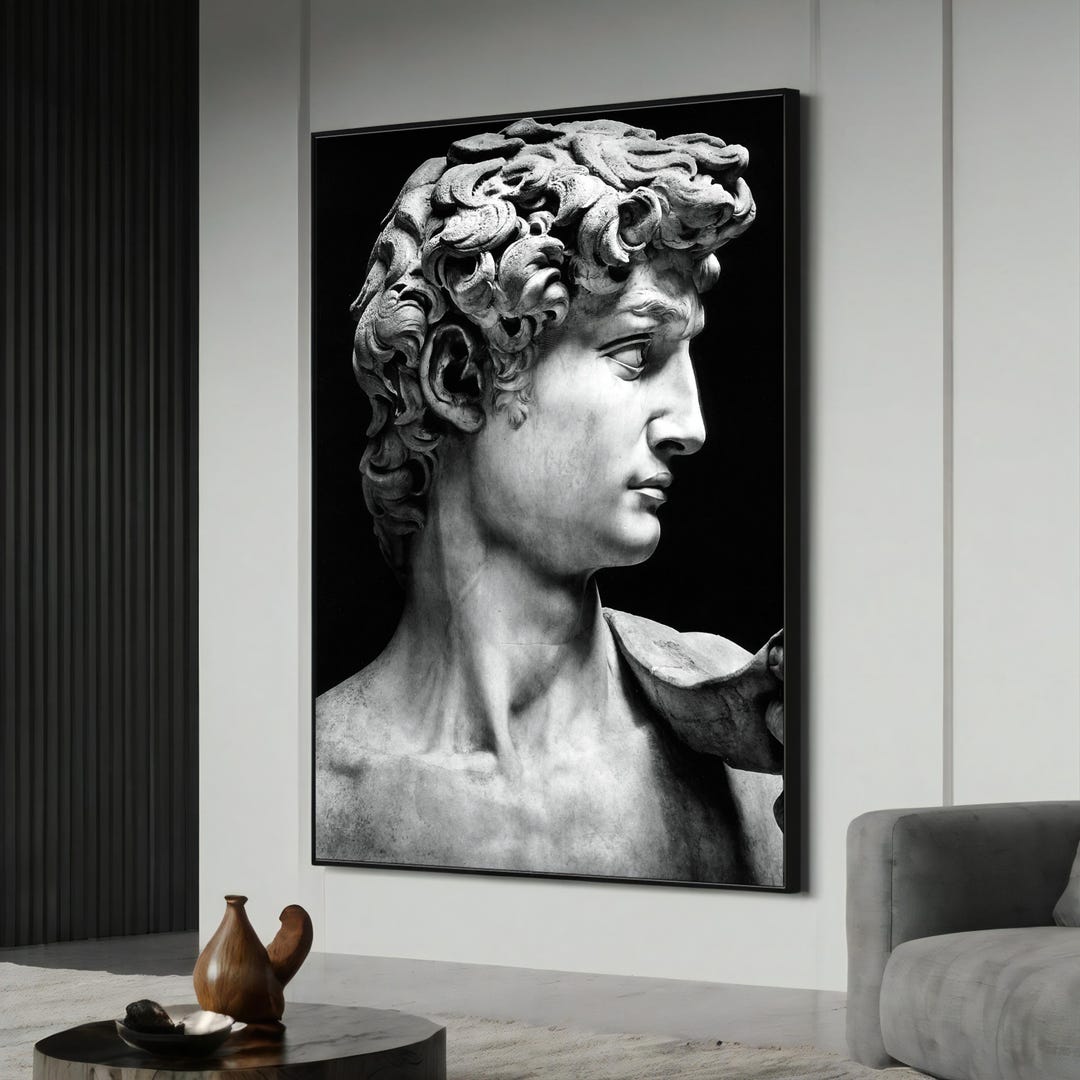 Timeless David Sculpture Portrait – Classic Renaissance Masterpiece ...