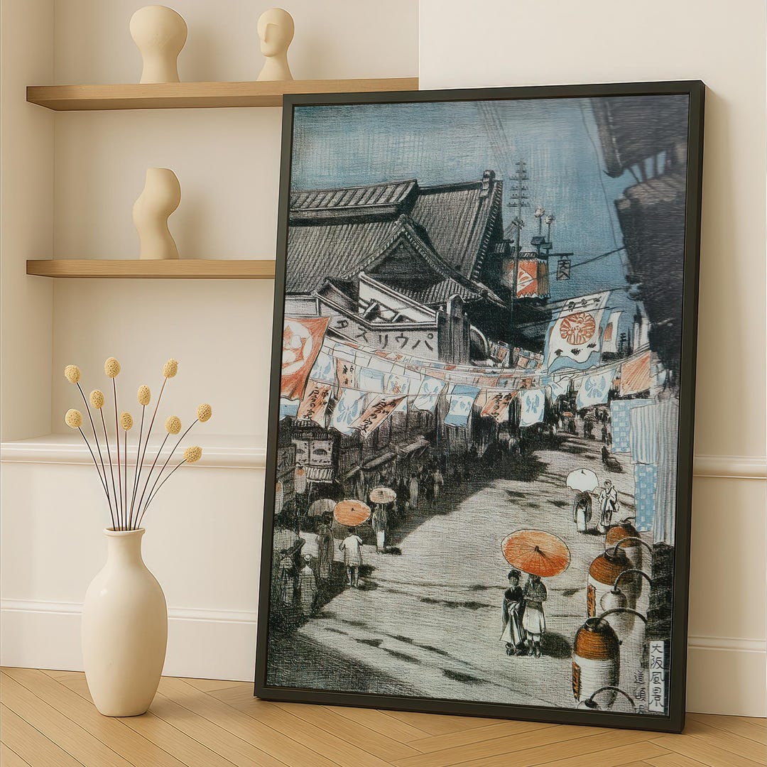 Dotonbori by Oda Kazuma 1917 – Vintage Osaka Street Canvas Painting ...