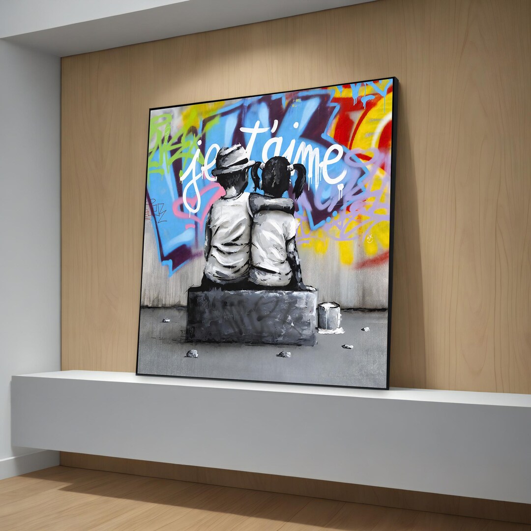 Je T'aime Graffiti Kids Canvas Painting - Heartwarming Street Art of ...