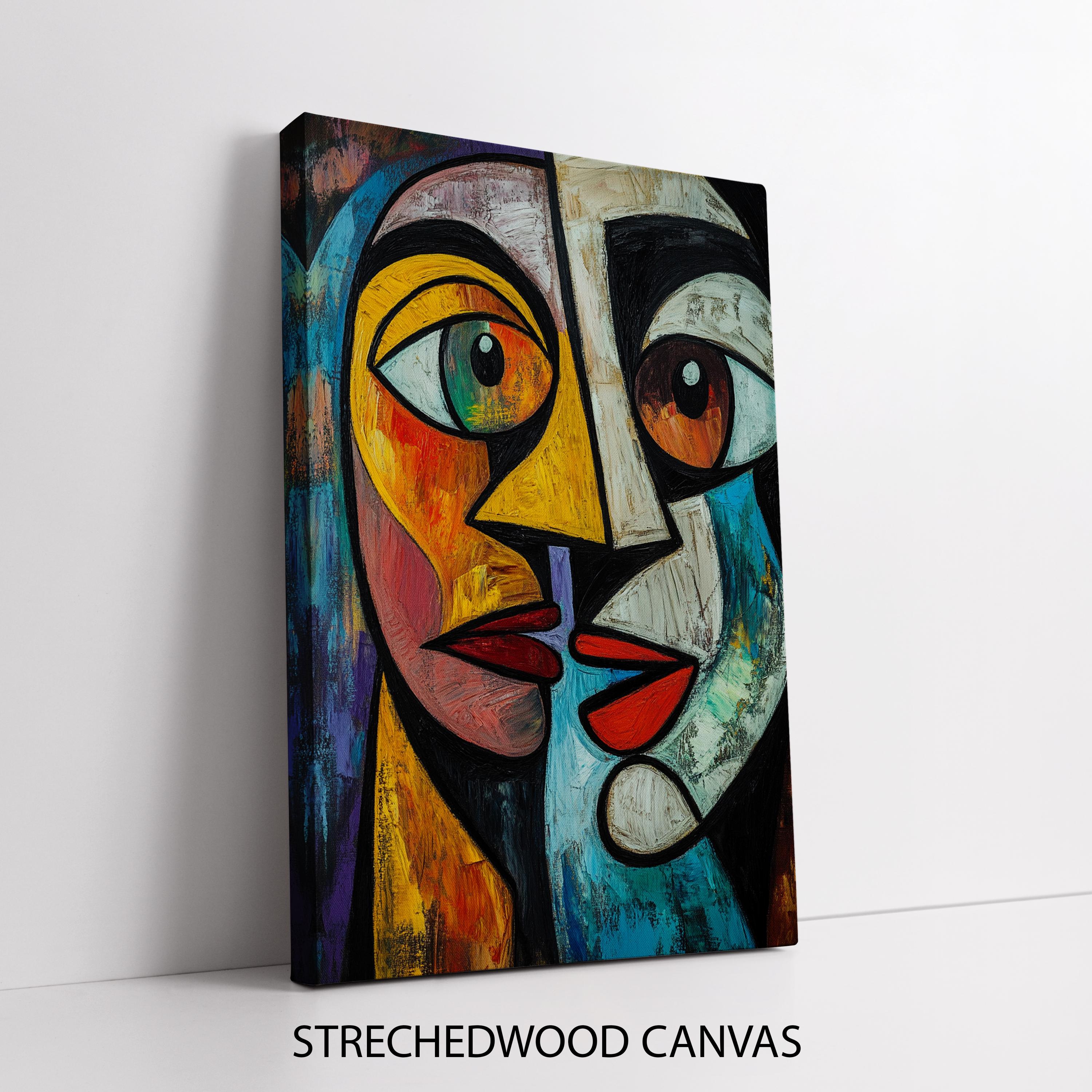 Abstract Emotional Portrait Canvas Painting – Bold Colorful Faces Art ...