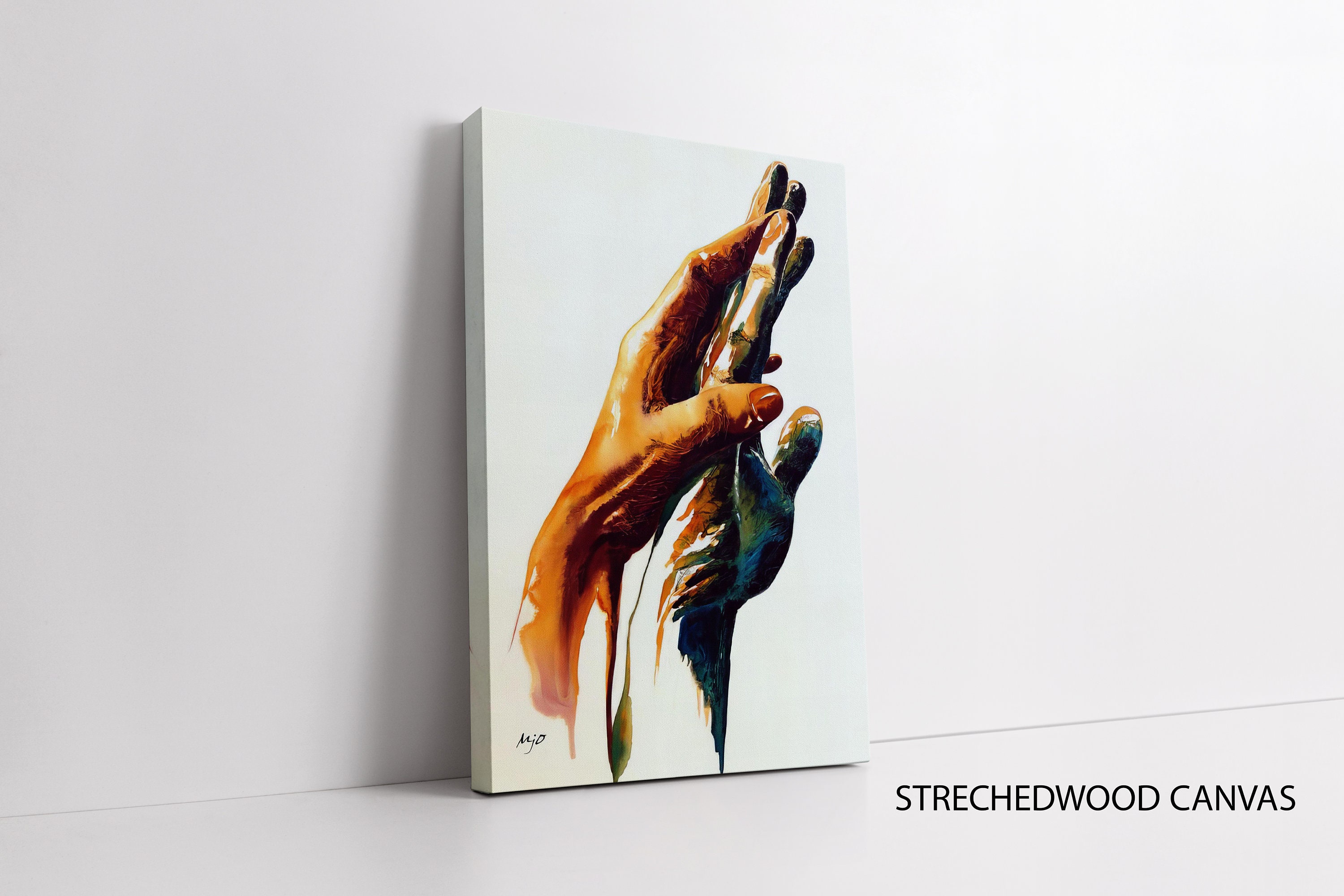 Couple Holding Hands Canvas Print, Romantic Lovers Artwork, Gift for ...