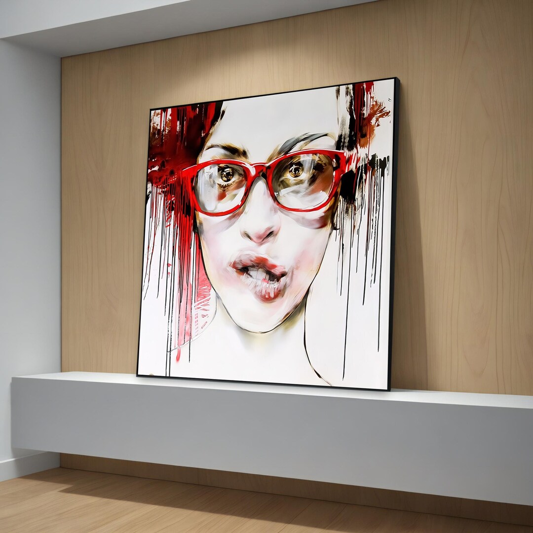 Sexy Woman Biting Her Lips Painting Canvas Pop Art Wall Decor, Modern ...