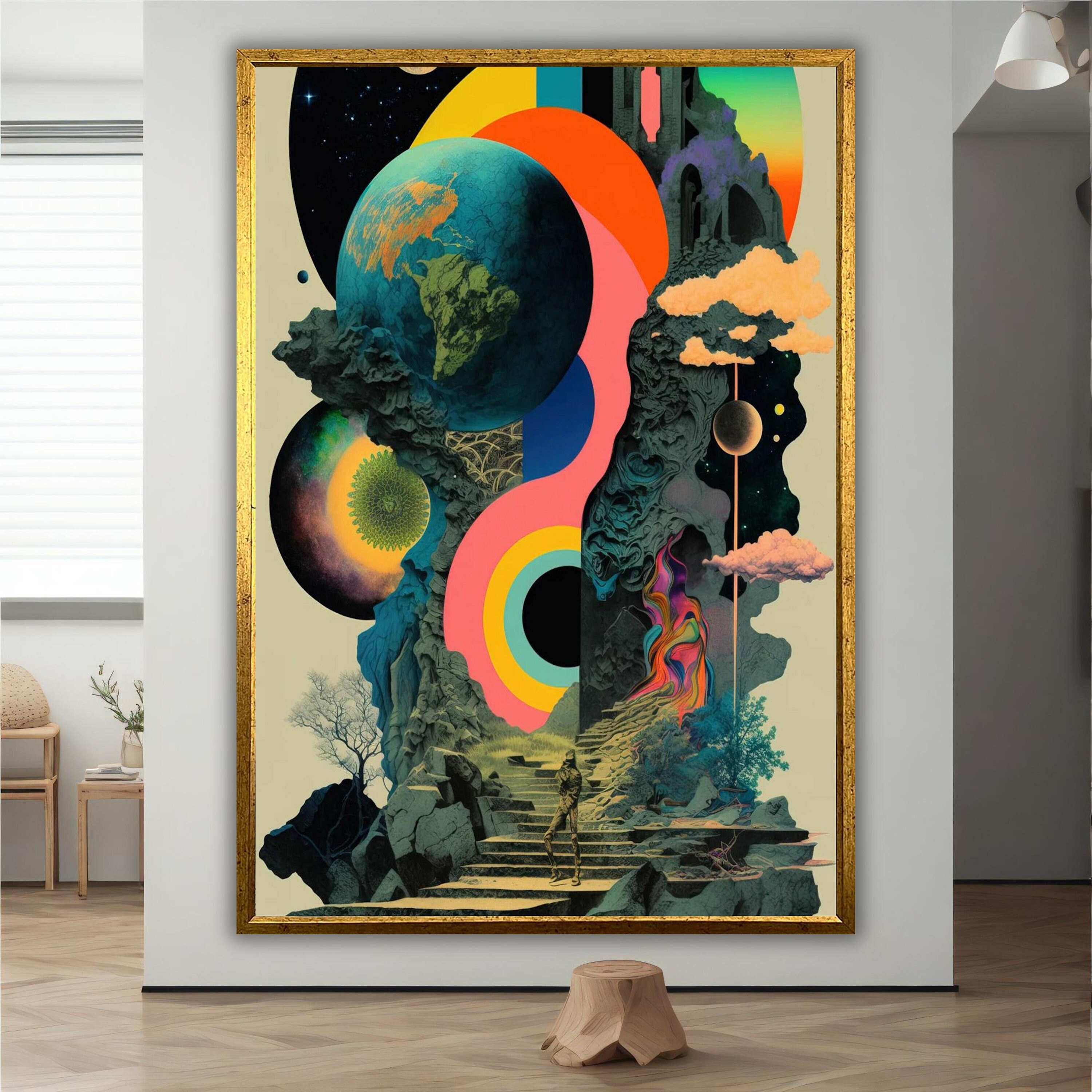 Sky-landscape Surreal Painting, Ready to Hang, Framed Canvas Print ...