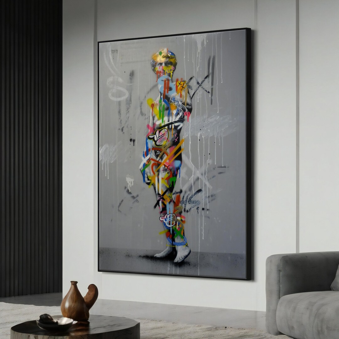 Colorful Graffiti on Classical Statue – Vibrant Street Art-inspired ...