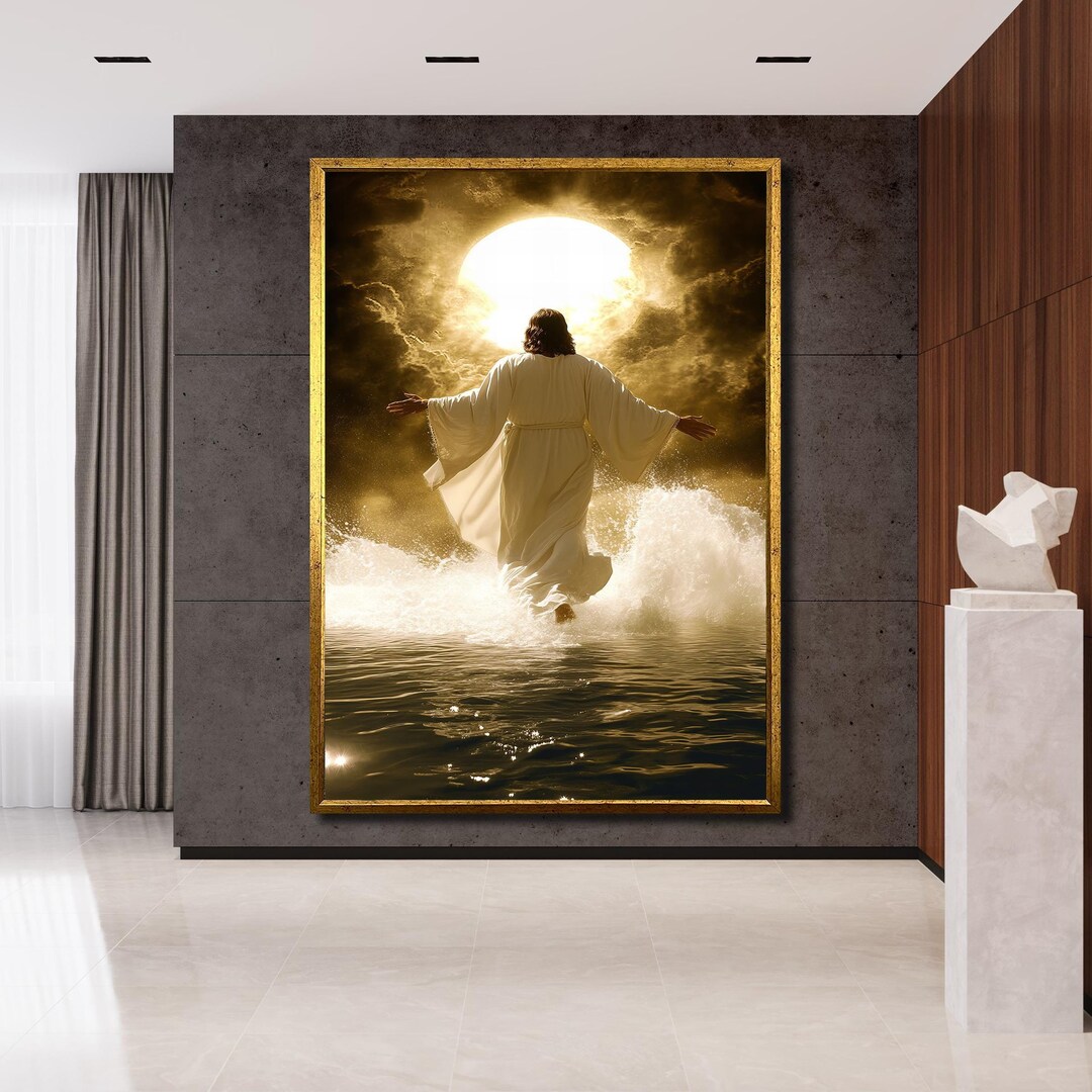 Epic Angelic Jesus Walking on Water Canvas Painting - Divine Christian ...