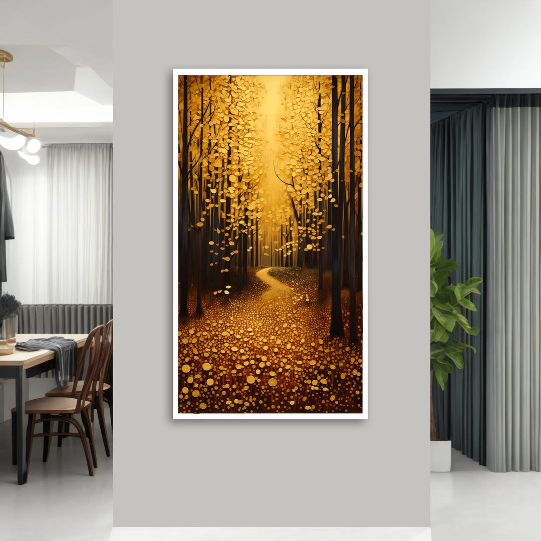 Golden Forest Path: Enchanting Autumn Landscape Canvas Painting Gift ...