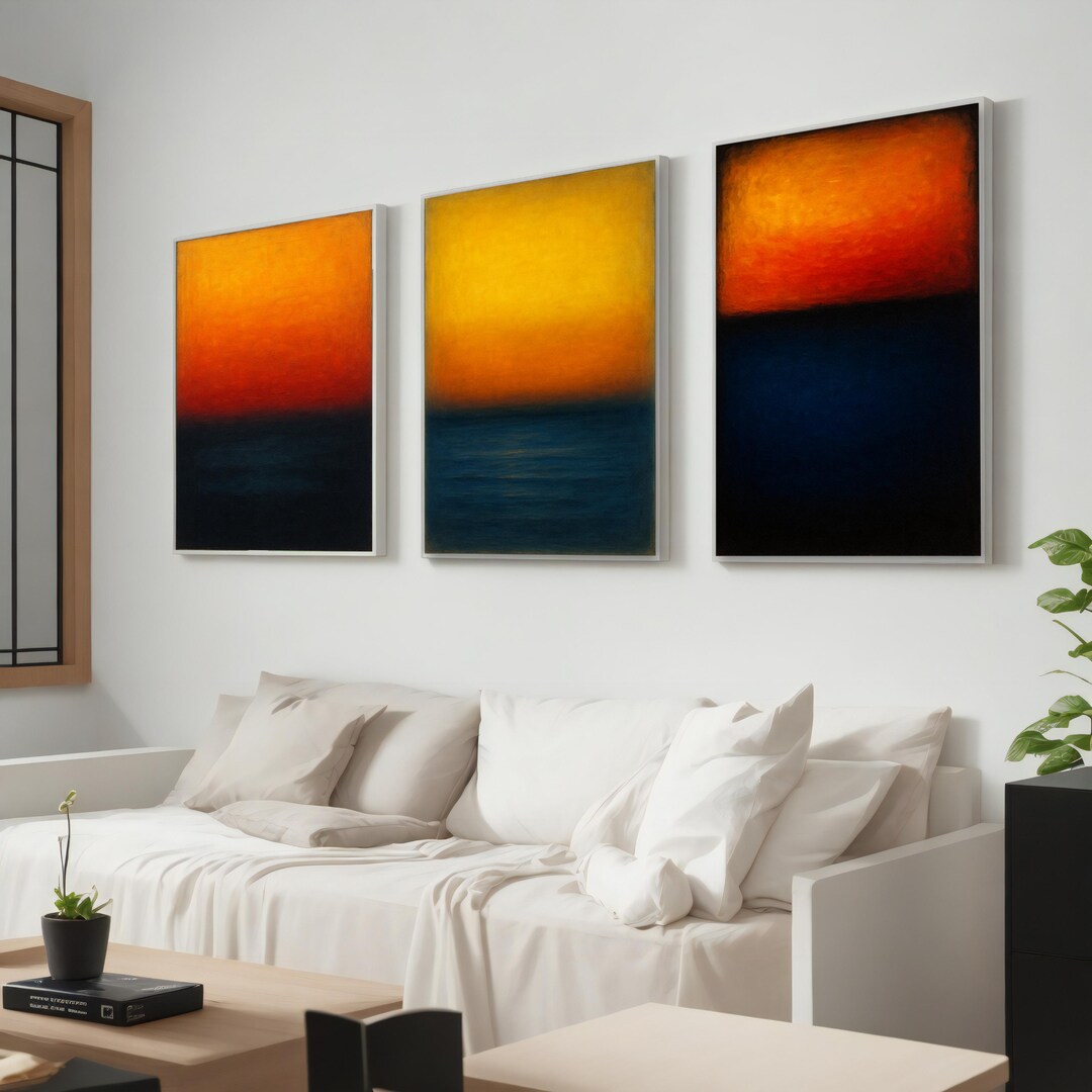 Mark Rothko Canvas Painting Set – Abstract Sunset Wall Art, Ready to ...