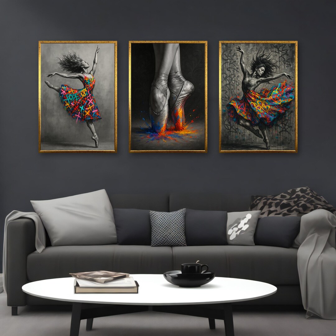 Banksy Style Ballerina Canvas Painting Set – Graffiti Dance Wall Art ...