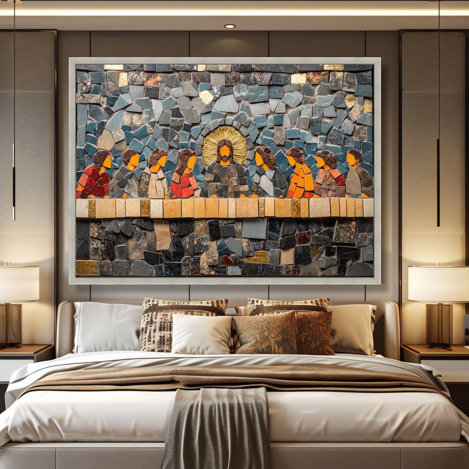 The Last Supper Mosaic Canvas Wall Art, Religious Christian Decor ...