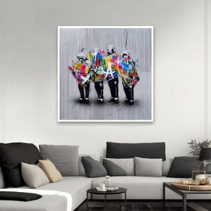 Banksy Riot Police Canvas Painting Striking Urban Graffiti Art With ...