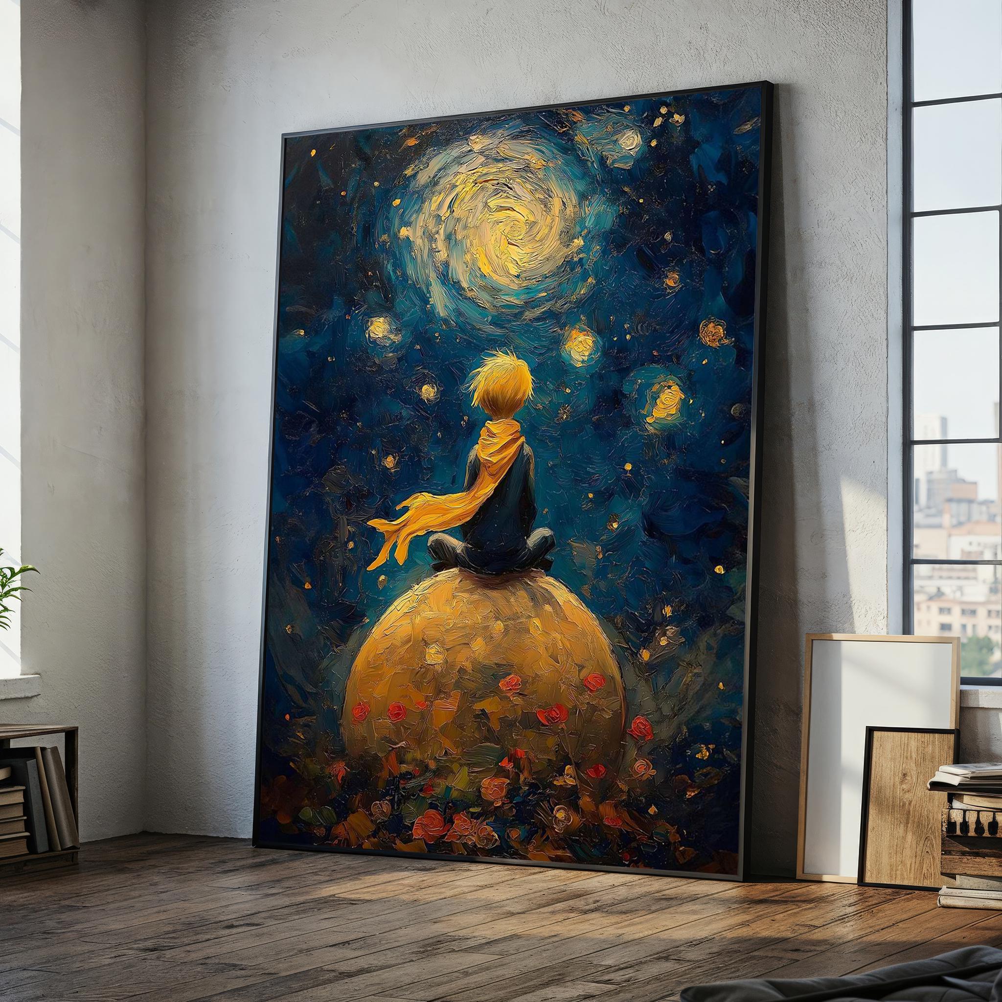 Little Prince Inspired Canvas Painting – Ready to Hang Gift for Nursery ...