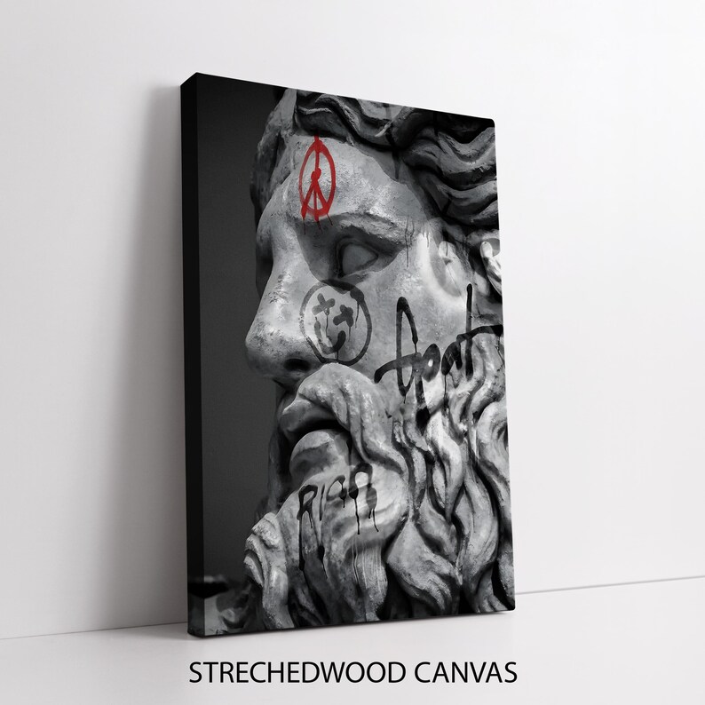 Graffiti-enhanced Classical Sculpture – Striking Zeus-inspired Urban ...