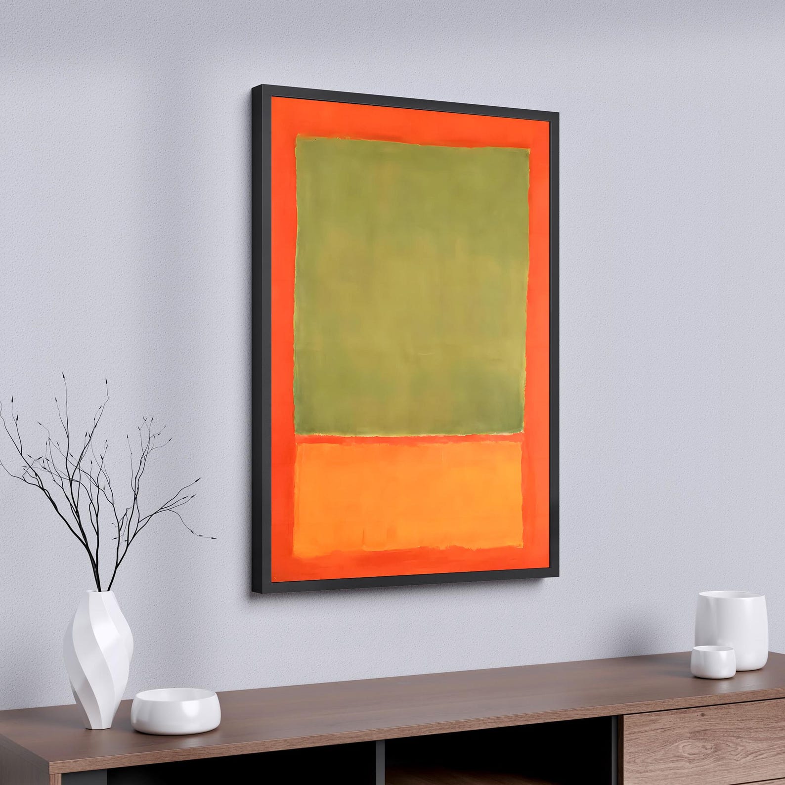Mark Rothko Canvas Painting - Earthy Green and Warm Orange Abstract ...