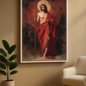 Jesus Christ 'the Passion' Art Print - Gold Halo & Red Nimbus Detail ...