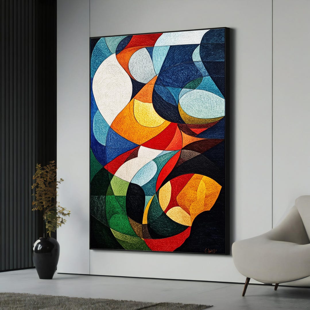Abstract Geometric Shapes Canvas Painting – Bold Colorful Art Gift for ...