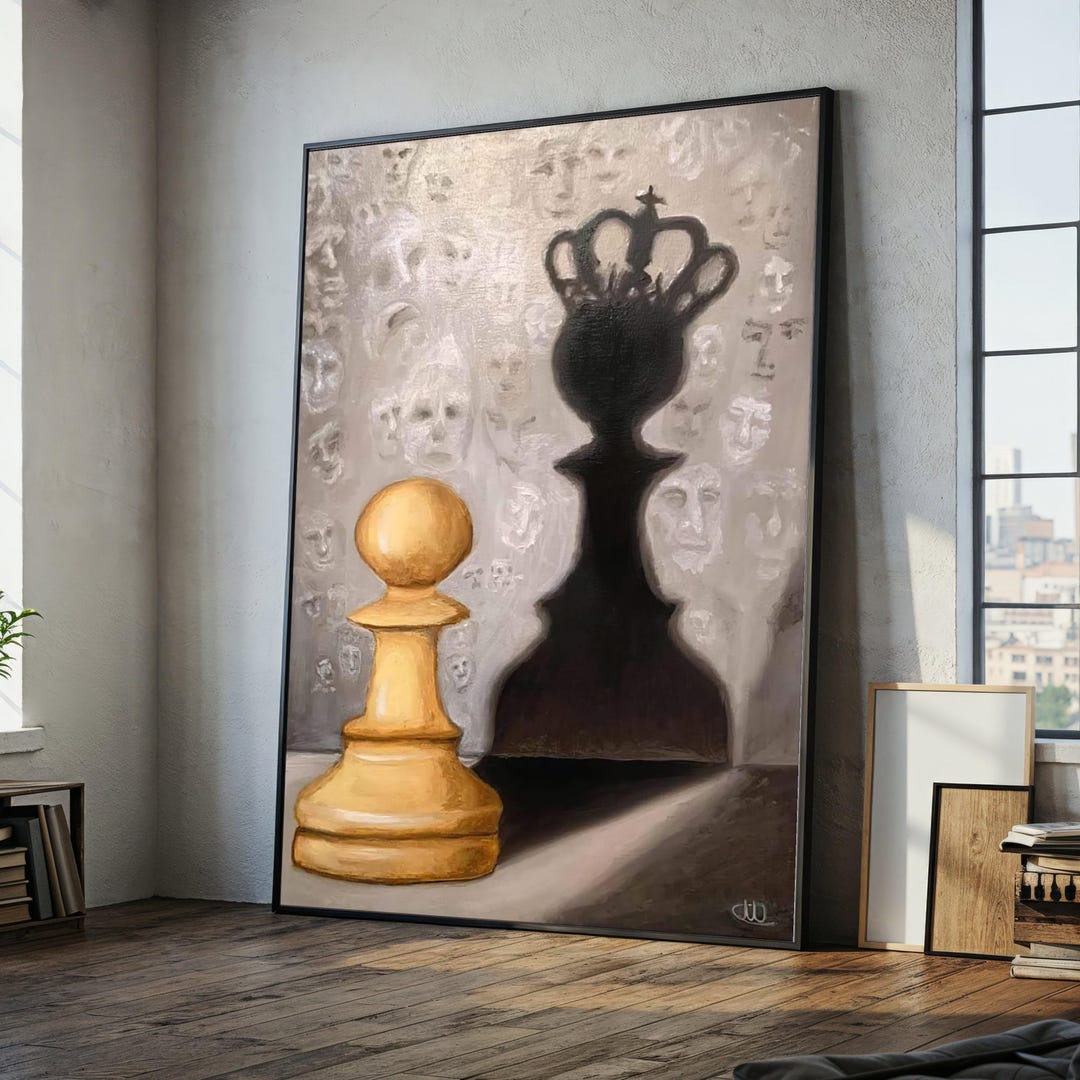 Chess Pawn With King Shadow Canvas, Inspirational Wall Art ...