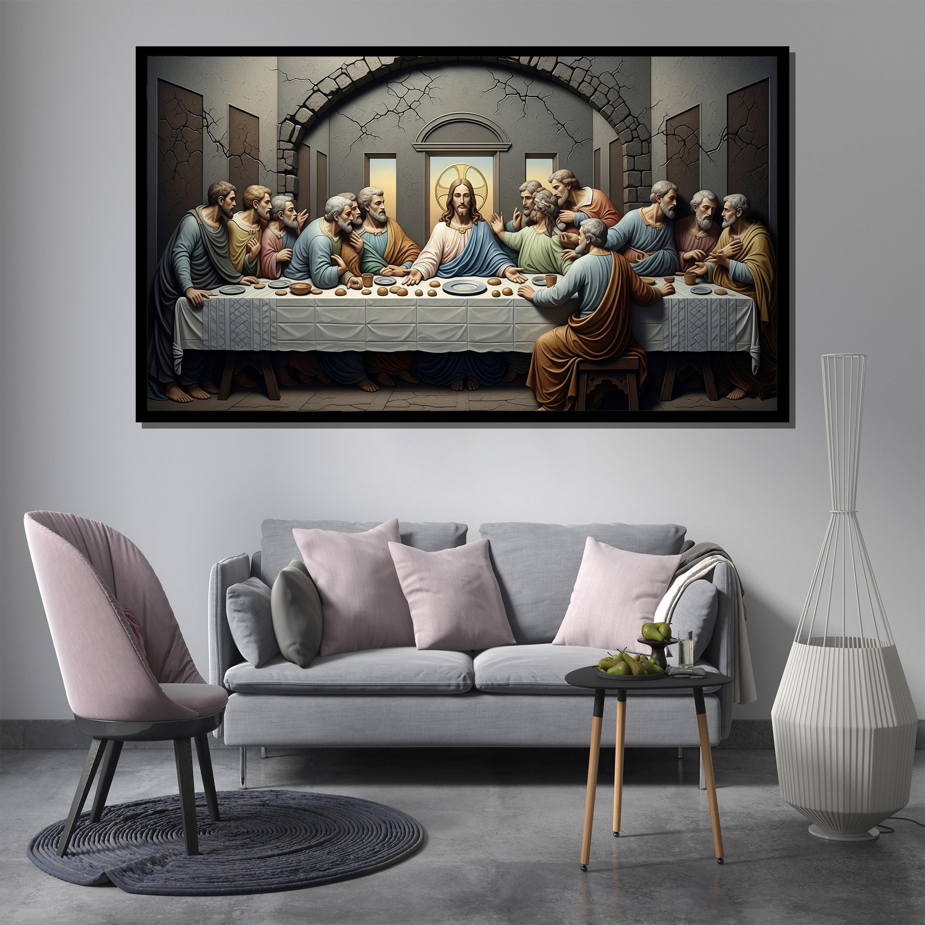 The Last Supper Canvas Painting – Ready to Hang Religious Wall Art for ...