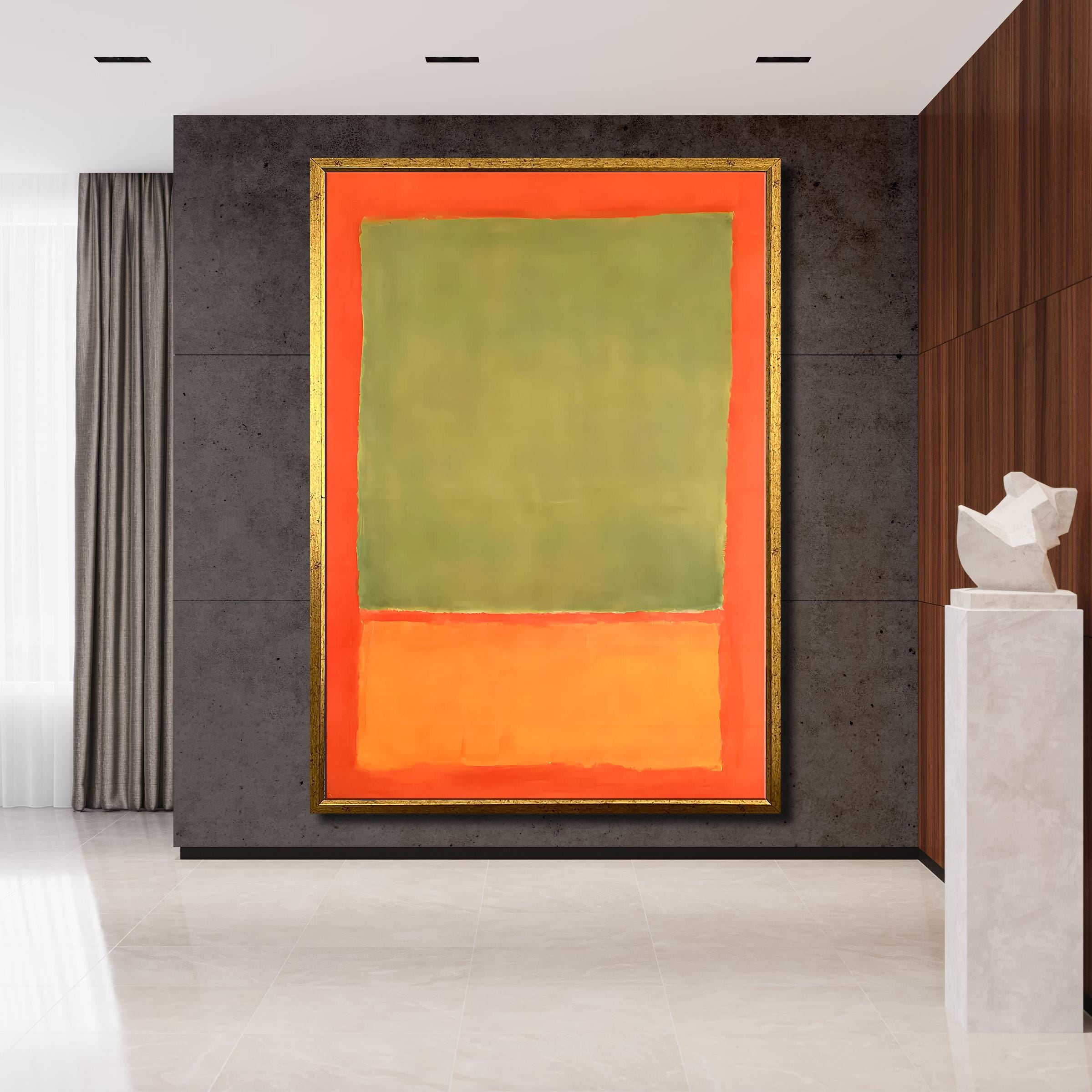 Mark Rothko Canvas Painting - Earthy Green and Warm Orange Abstract ...