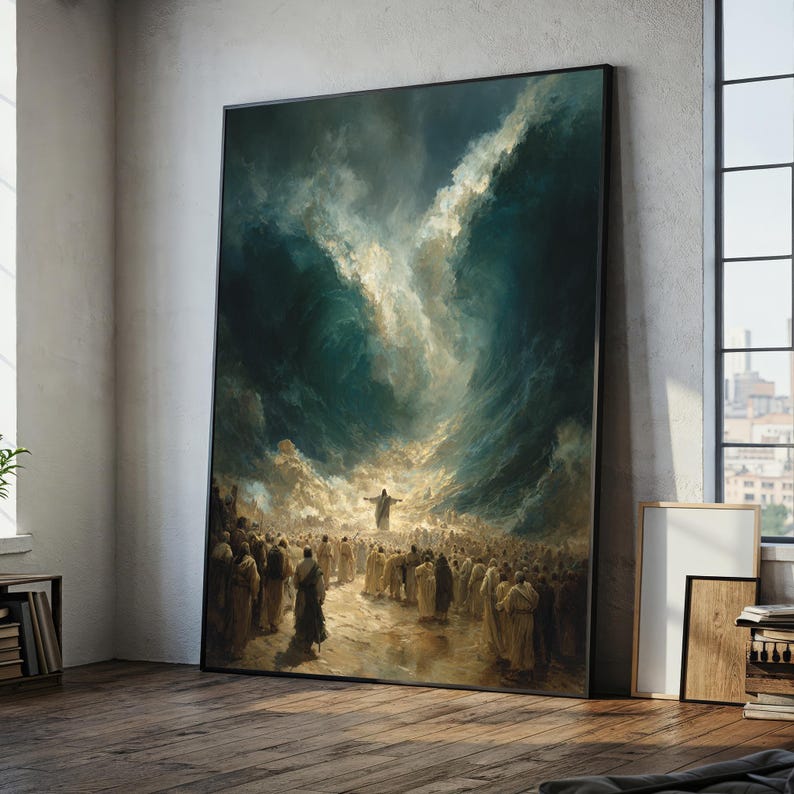Moses Parting the Red Sea Canvas Painting for Living Room – Ready to ...
