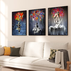 Balloon Banksy Graffiti Art Set, Colorful Canvas Wall Art, Children's ...