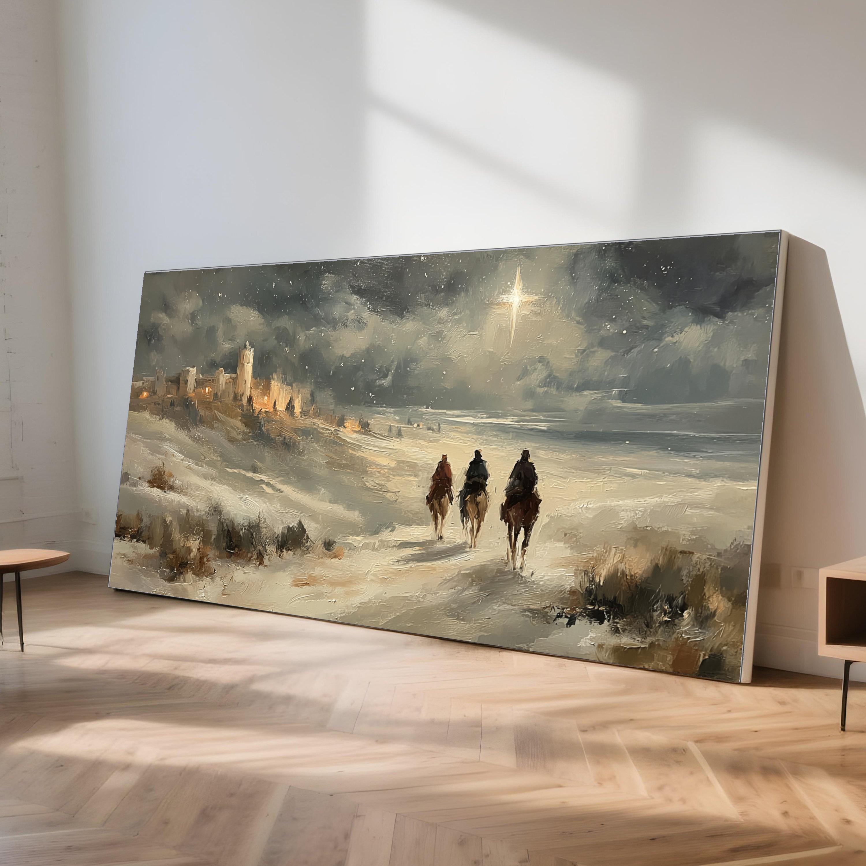 Three Wise Men Journey Canvas, Nativity Christmas Wall Art, Biblical ...