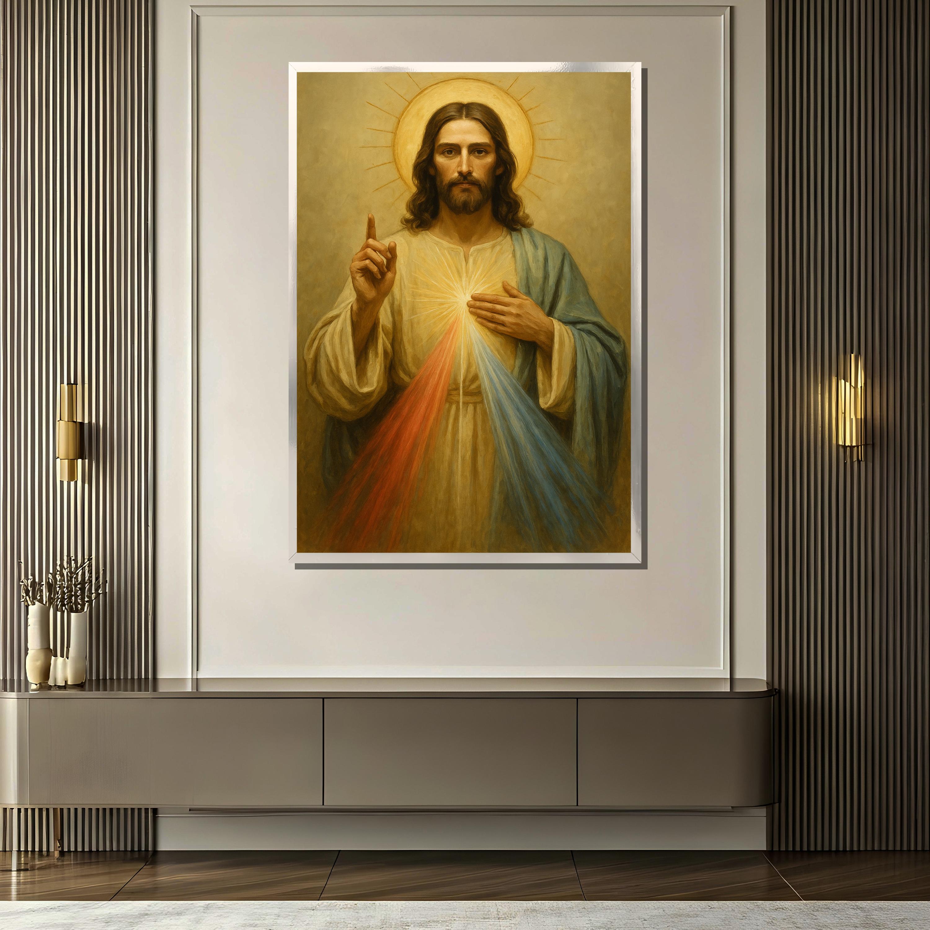 Divine Mercy of Jesus Canvas Painting – Ready to Hang Catholic Wall Art ...