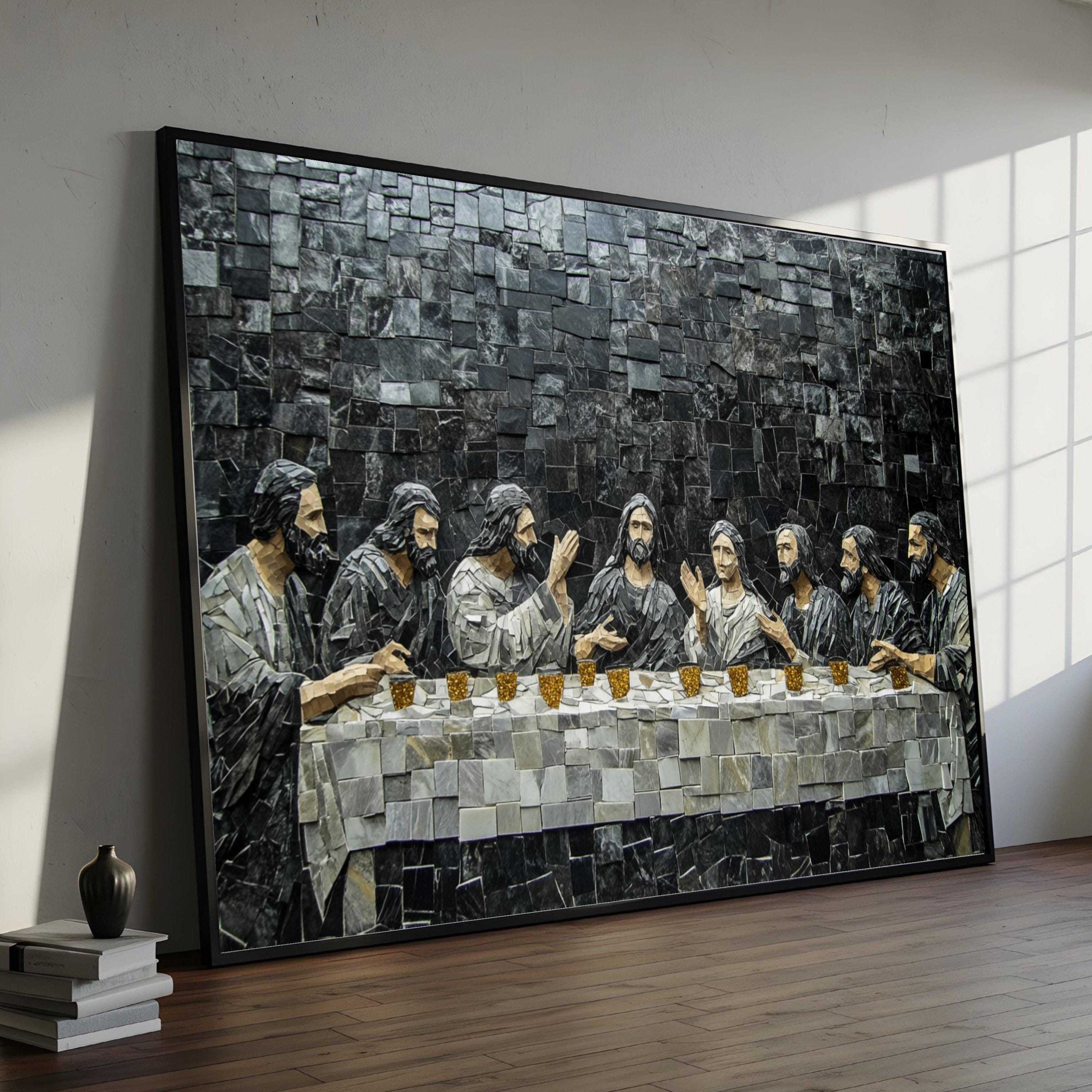 Mosaic Style Last Supper Canvas, Religious Wall Art, Jesus and ...
