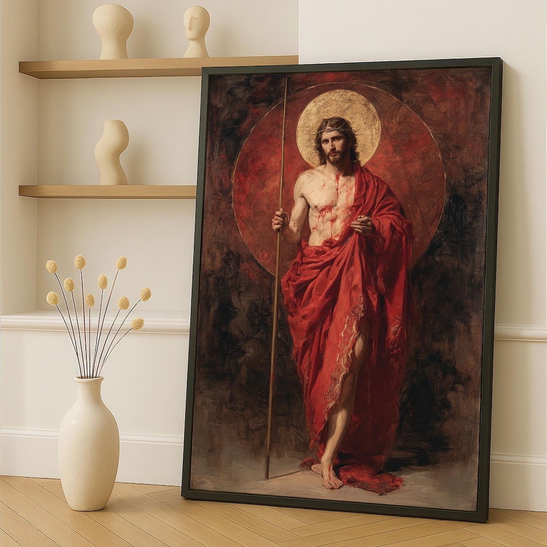 Jesus Christ 'the Passion' Art Print - Gold Halo & Red Nimbus Detail ...