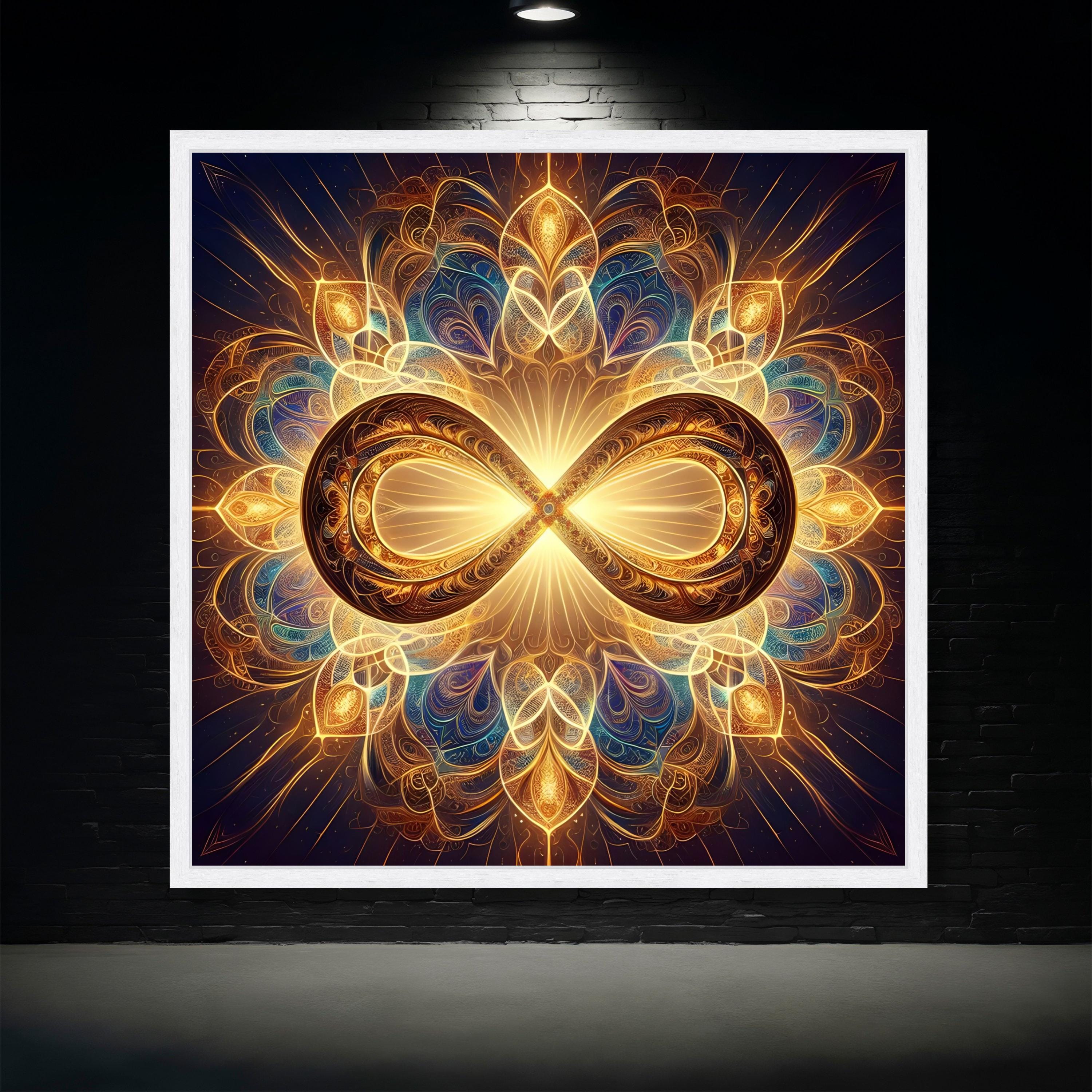 Golden Infinity Mandala Canvas Wall Art, Spiritual Geometry Design ...