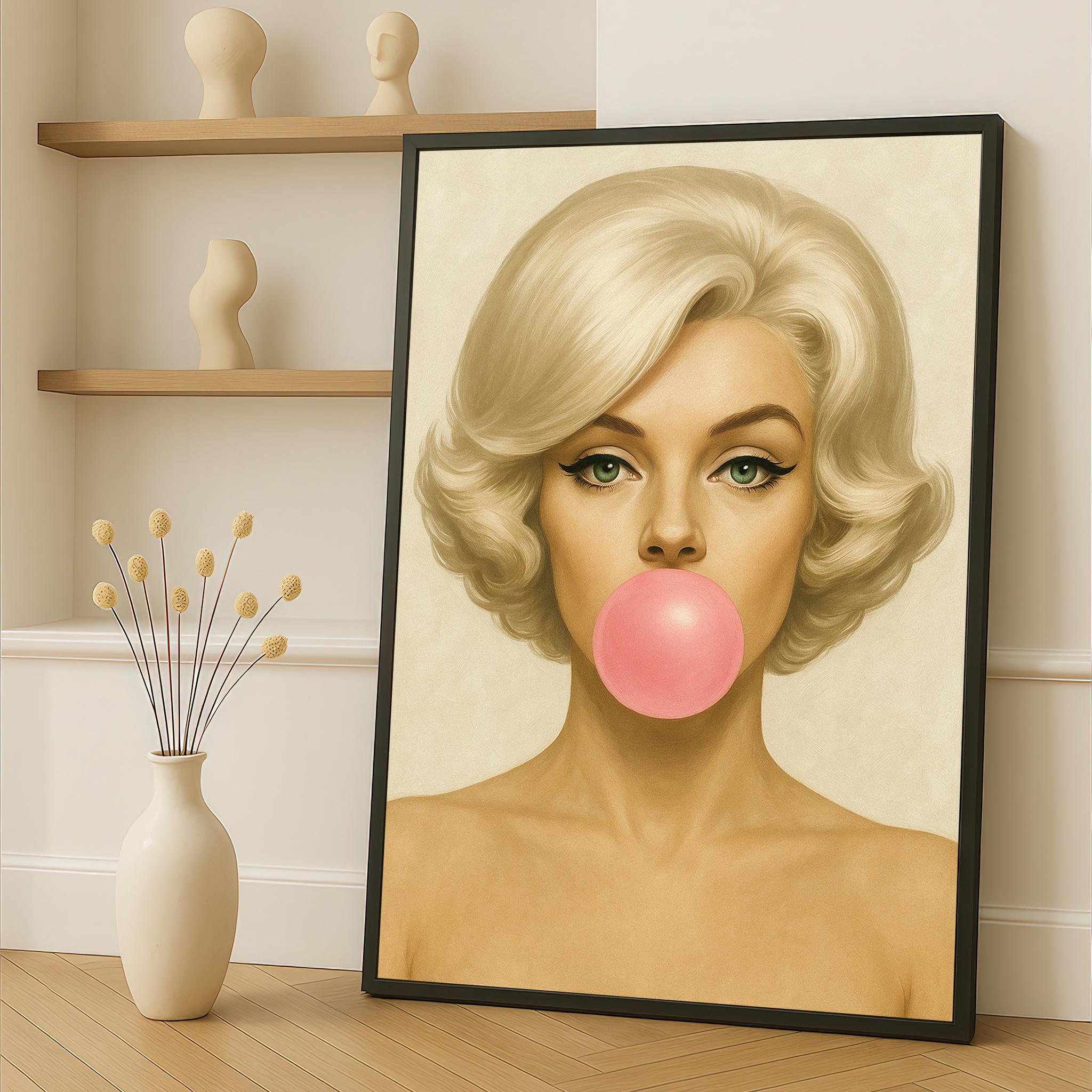 Marilyn Monroe Pop Art Canvas Painting – Retro Bubblegum Portrait, Glam ...