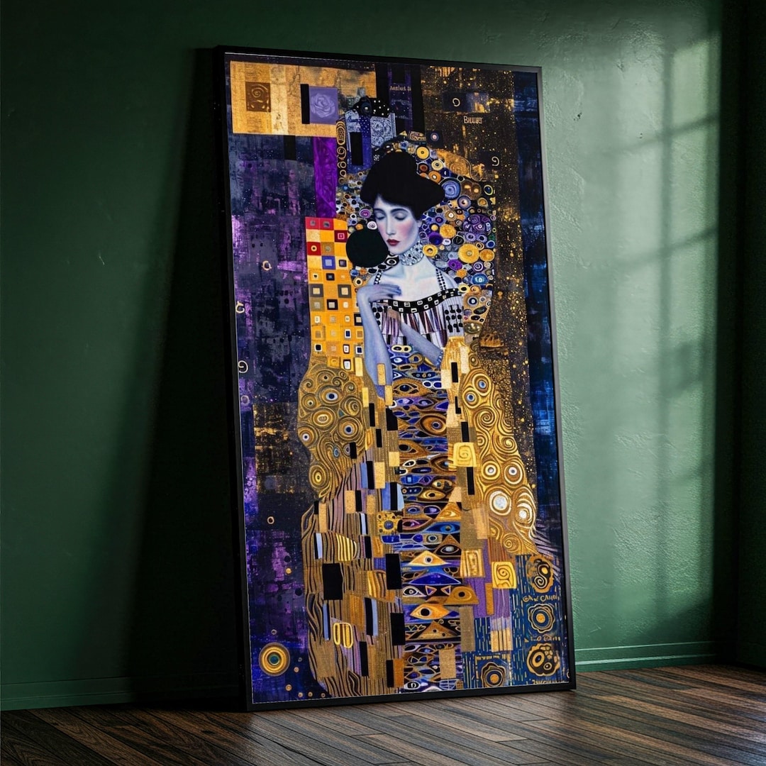Gustav Klimt Portrait Canvas Wall Art, Modern Abstract Woman Painting ...