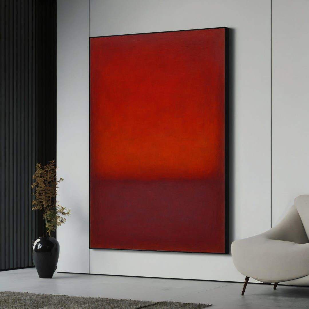 Mark Rothko Red Orange Canvas Painting, Large Abstract Wall Art for ...