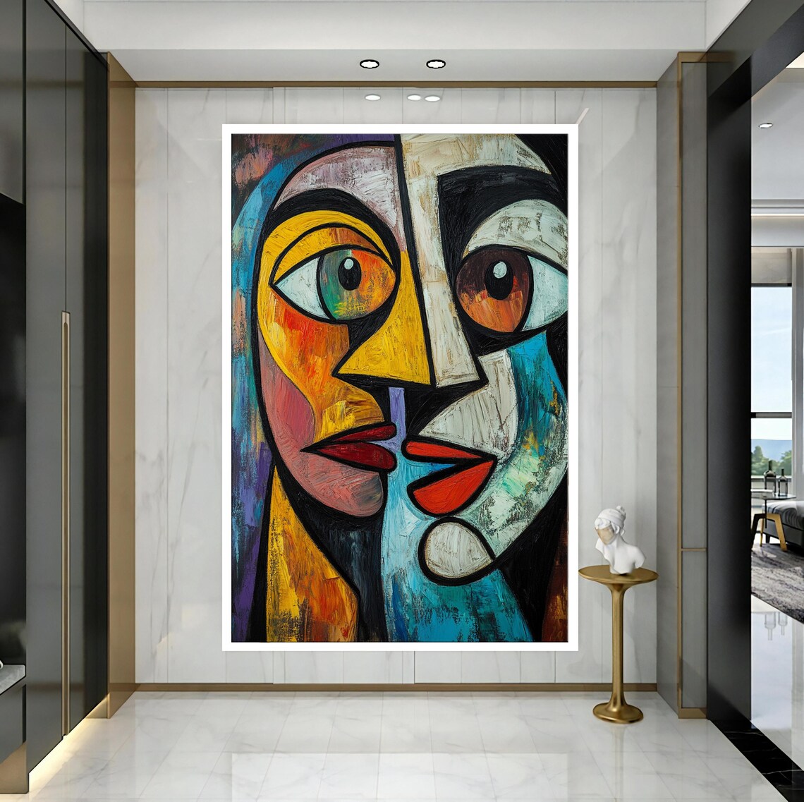 Abstract Emotional Portrait Canvas Painting – Bold Colorful Faces Art ...