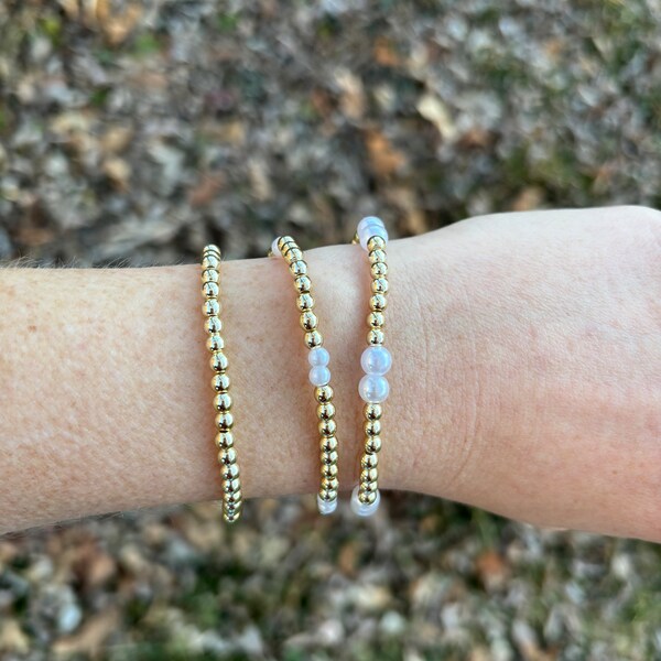 Gold Bead Bracelet Stack - Etsy
