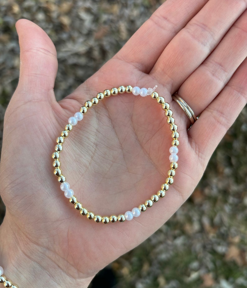 14k GOLD-PLATED Stack Bracelet, Gold Bead Bracelet for Women, Gold Bead ...