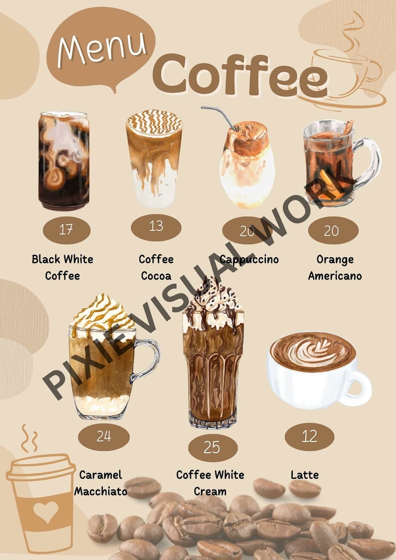 Coffee Menu - Etsy