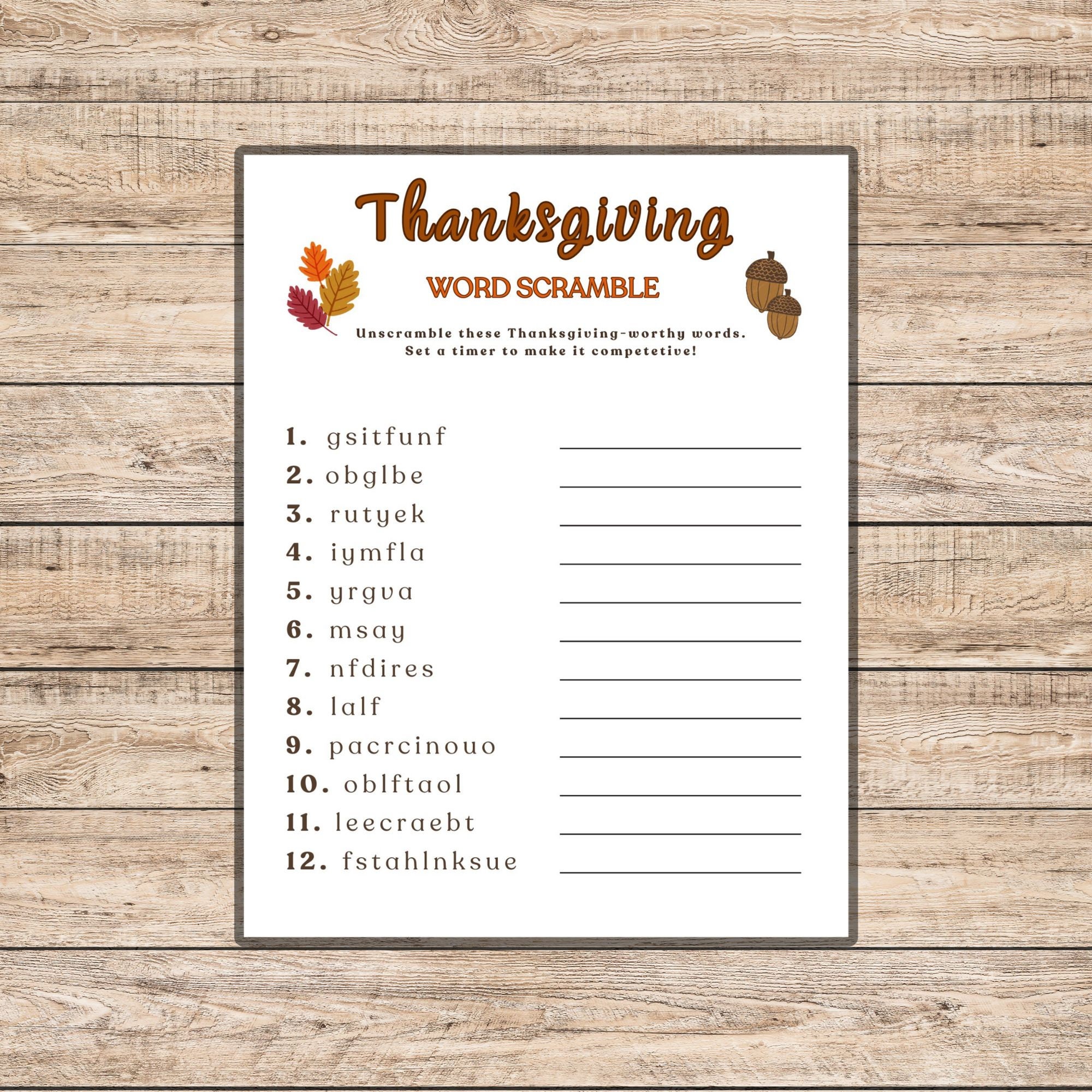 Printable Thanksgiving Games, Instant Download Thanksgiving Games ...