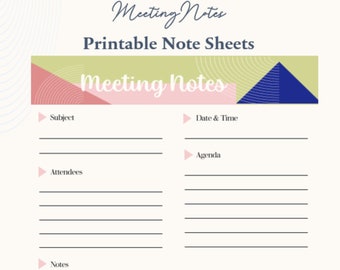 Meeting Minutes Printable Meeting Notes Meeting Agenda - Etsy
