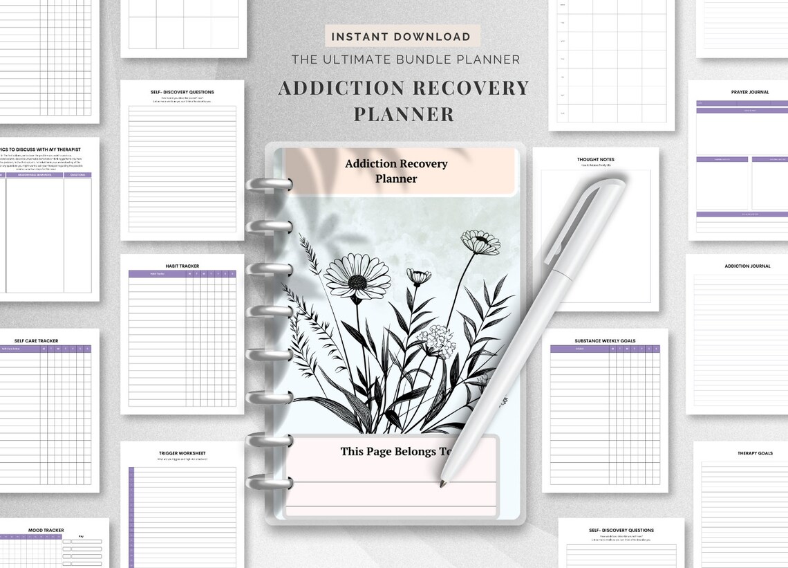 Addiction Recovery Worksheets, Sobriety Worksheets, Sobriety Planner ...