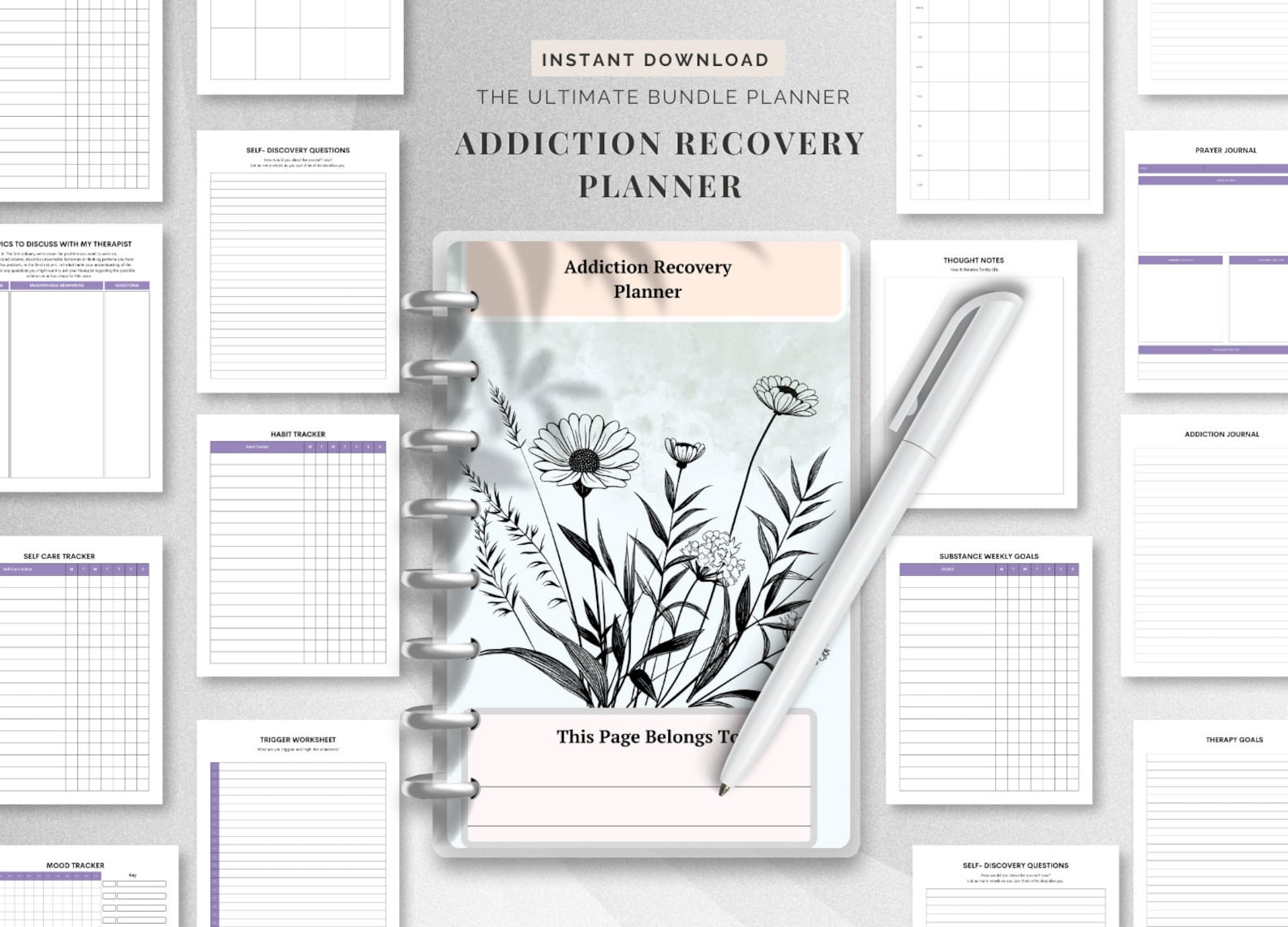 Addiction Recovery Worksheets, Sobriety Worksheets, Sobriety Planner ...