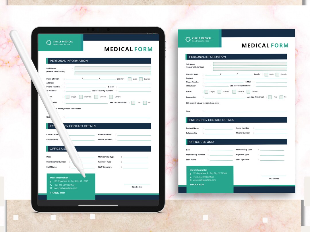 Modern Medical Membership Form, Doctor Visits Tracker Printable ...