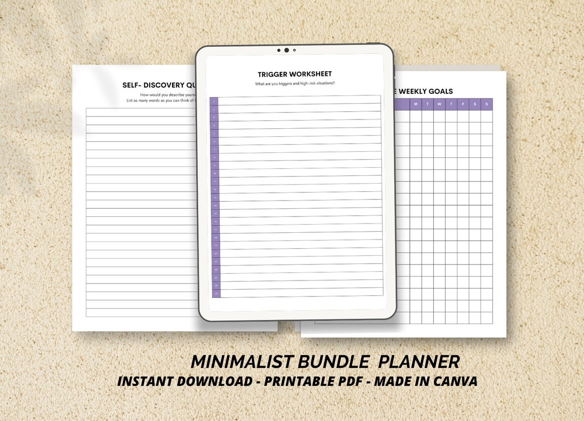 Addiction Recovery Worksheets, Sobriety Worksheets, Sobriety Planner ...