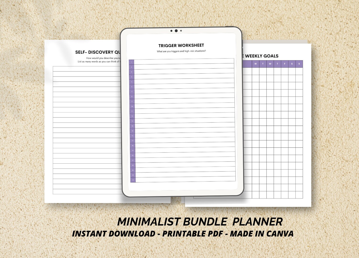 Addiction Recovery Worksheets, Sobriety Worksheets, Sobriety Planner ...