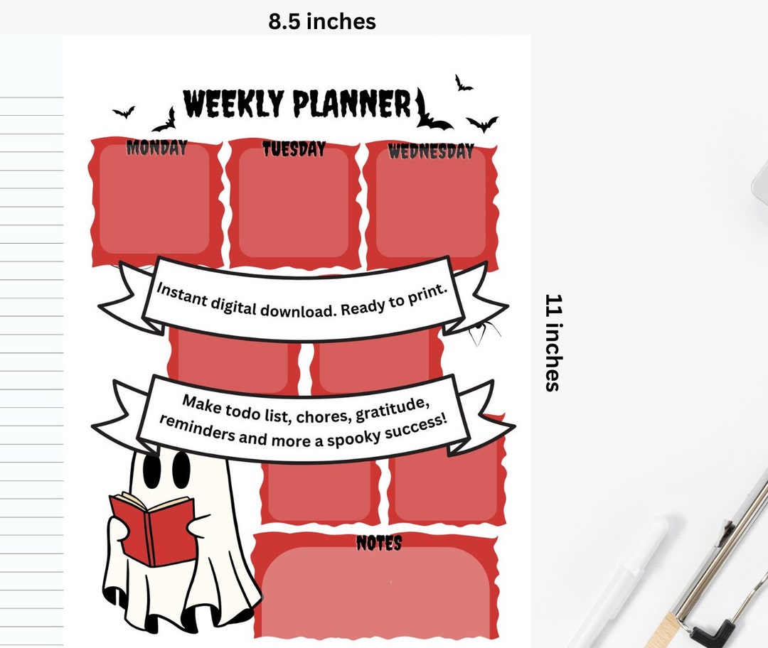 Printable Spooky Week Planner Ghost Weekly Planner Spider - Etsy