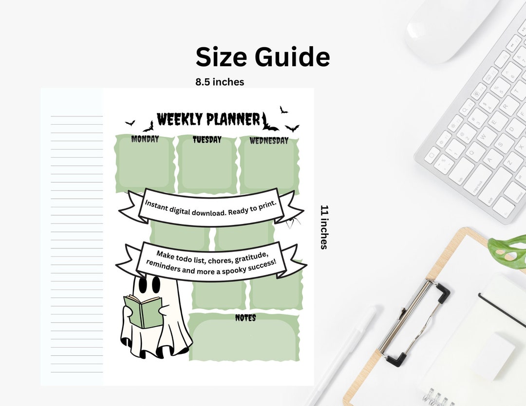 Printable Spooky Week Planner Ghost, Weekly Planner, Spider, Bats ...