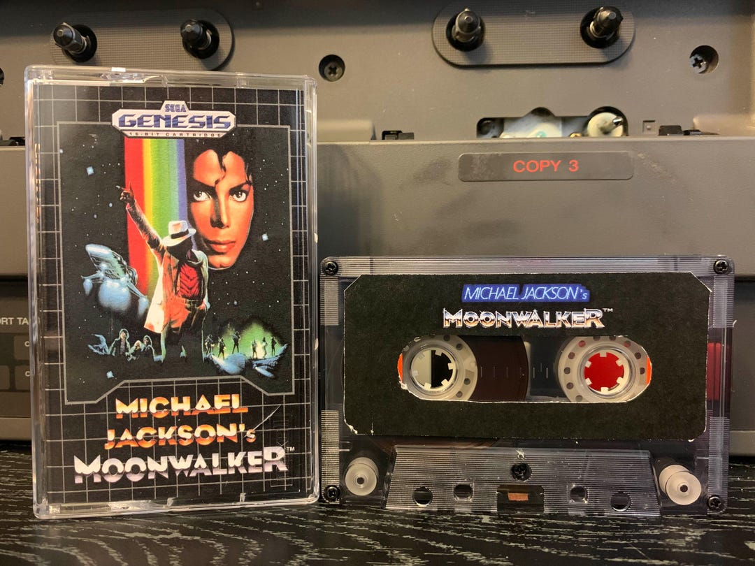 Michael Jackson's Moonwalker (1990, Sega Genesis) Custom Cassette Tape ...