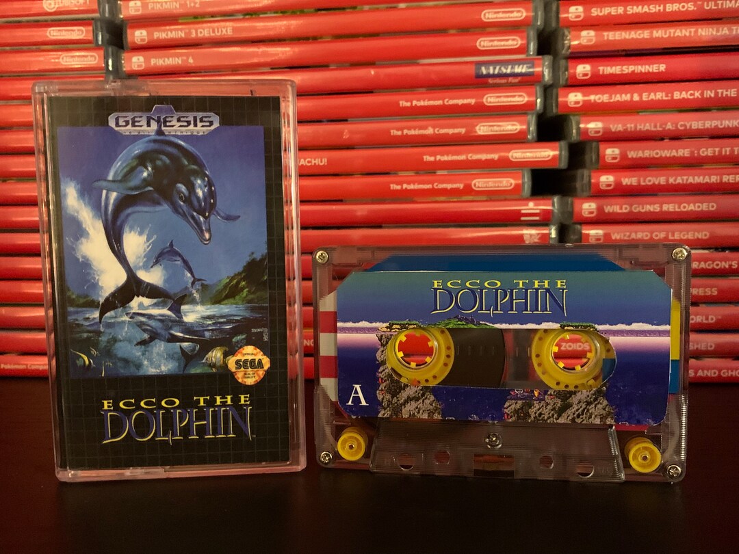 Ecco the Dolphin (1992, Sega Genesis) Custom Cassette Tape for ...